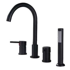 kitchen sink faucet，bathroom faucets， bath shower mixer tap single lever hot and cold water tub tap with handheld shower head brass bath taps with shower mixer for bathroom/black