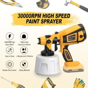 Cordless Paint Sprayer High Speed for 20V MAX Battery for House Painting(Tool Only)