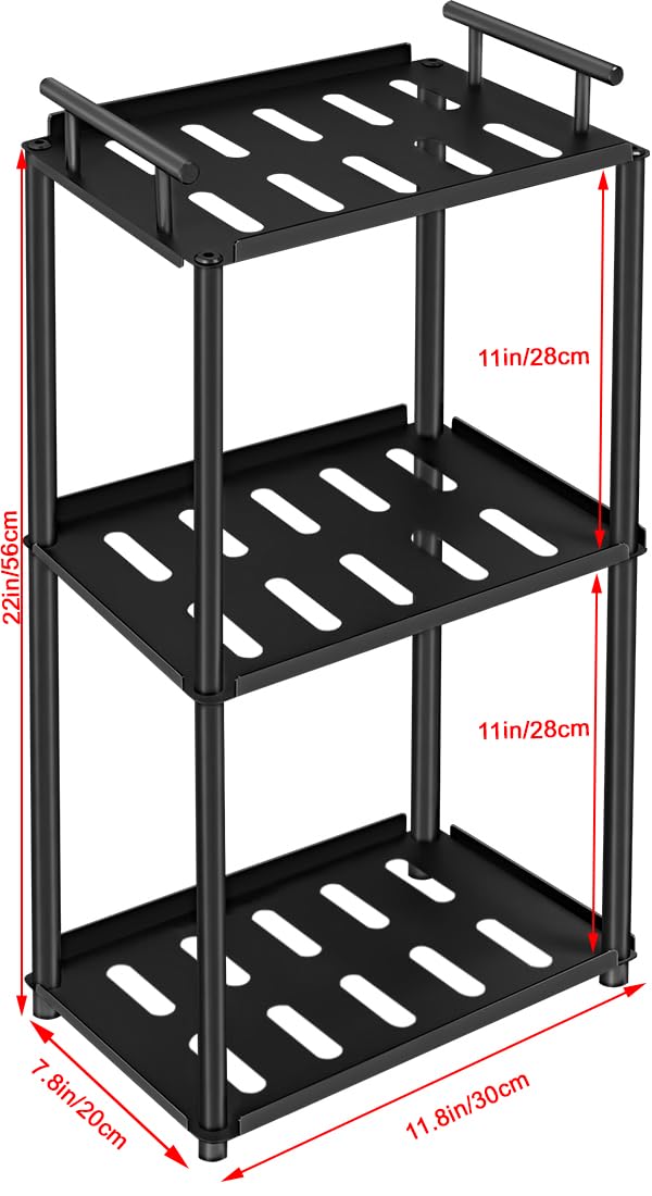 VOTZAAQ Corner Shower Caddy 3 Tier Standing Shower Caddy Corner, Black Shower Rack Bathroom Storage Organizer with Handle, Rustproof Stainless Steel Corner Shelf, Shower Shelf for Inside Shower