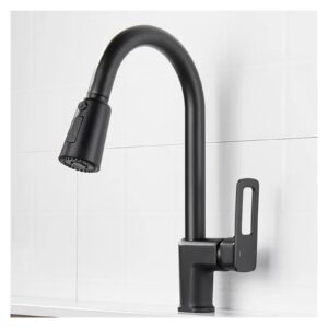 hoonwear kitchen sink faucet gun gray matching hot and cold bath mixer tap modern 360° rotation pull down spout mixer tap faucet, cf001