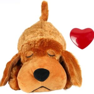 KITA Heartbeat Plush Dog Toy, Pet Anxiety Relief, Calming Training Aid, Comfort Stuffed Toy for Dog, Cat (Tan)