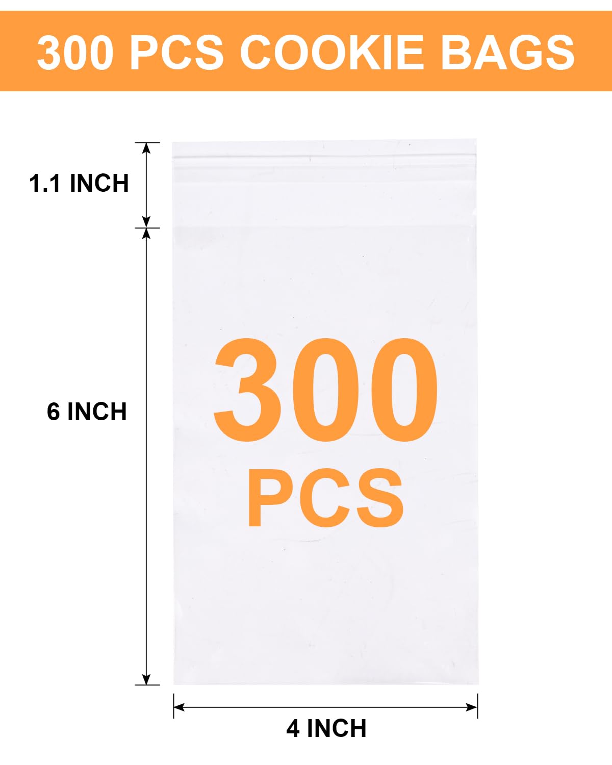 300 Pcs Self Adhesive Cookie Bags, 4x6 Inches Self Sealing Cellophane Bags, Clear Resealable Cellophane Bag for Packaging, Cookies, Gifts, Candy, Food