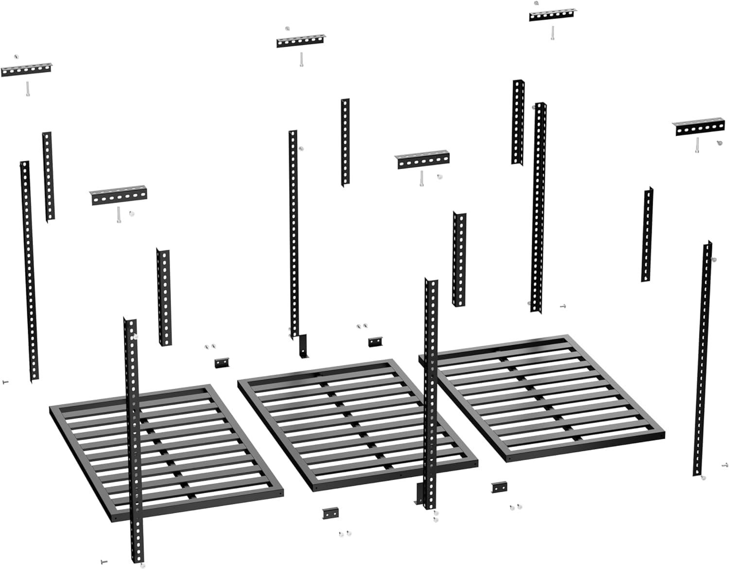 INDSUMOT 3x6 Heavy Duty Adjustable Ceiling Mounted Storage Racks, Overhead Garage Storage Rack, Hanging Garage Storage, 750LBS Weight Capacity 36 in W x 72 in L x 24-40 in, Black