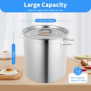 30 Quart Canning Pot Stainless Steel Soup Pot with Lid Large Stock Pot Sauce Pot Deep Cooking Pot Canning Cookware for Home Kitchen Restaurant, 18.5 * 14.17 inch