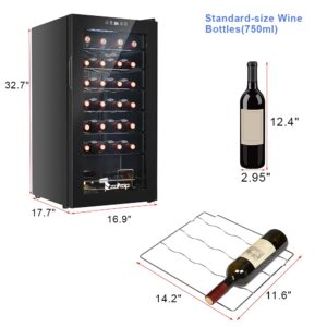 Winado Wine Cooler Refrigerator, 28 Bottle Freestanding Compressor Wine Cooler w/Digital Temp Control, Mini Wine Fridge with Double-Layer Glass Door & Removable Shelves