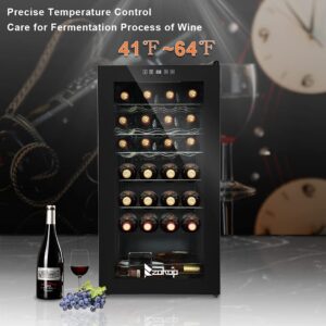 Winado Wine Cooler Refrigerator, 28 Bottle Freestanding Compressor Wine Cooler w/Digital Temp Control, Mini Wine Fridge with Double-Layer Glass Door & Removable Shelves