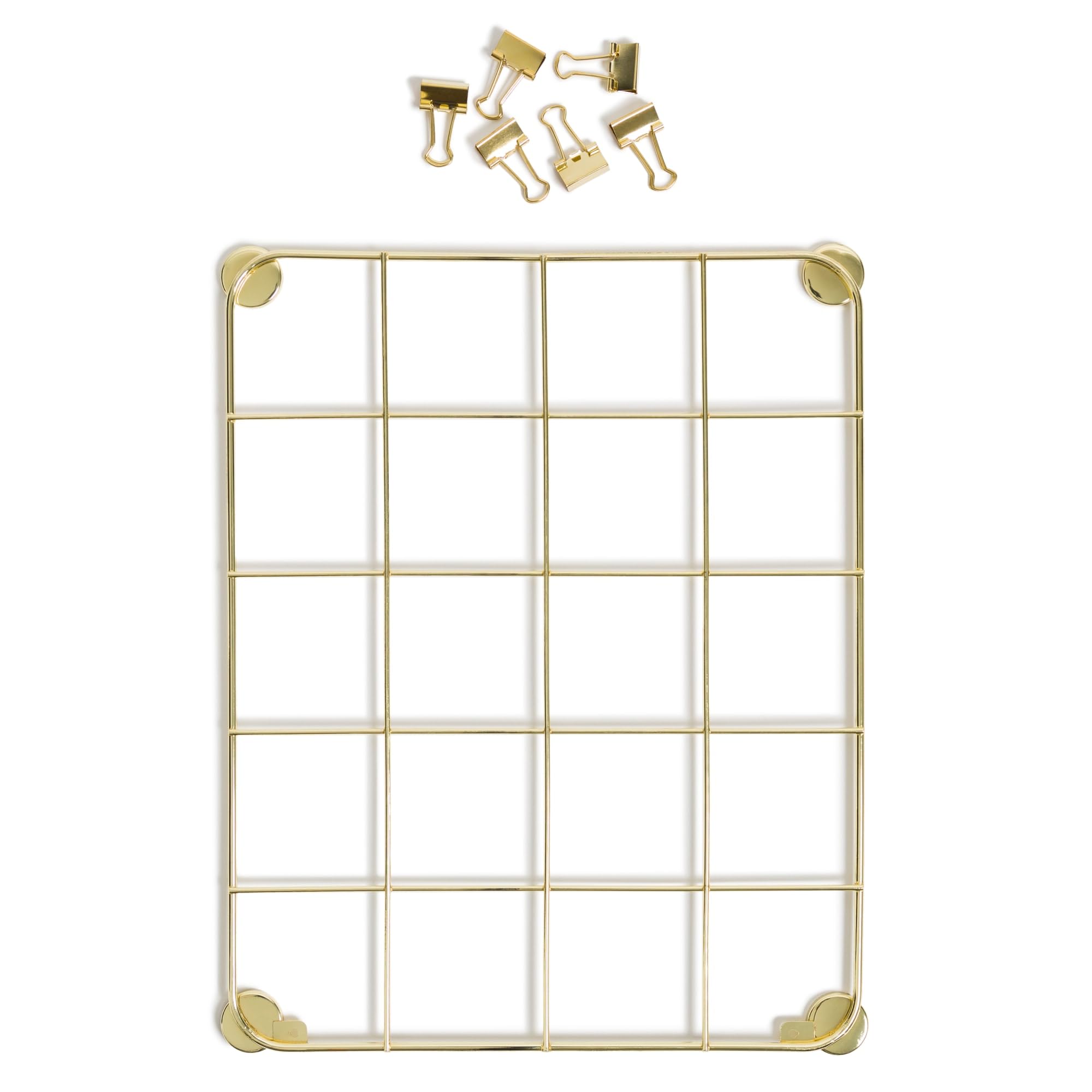 U Brands® Magnetic Photo Grid With Hooks, 9" x 6-1/4", Gold