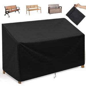 outdoor bench cover for 2-seater, 600d patio bench furniture covers with air vents, heavy duty all weather resistant bench cover, 53l x 26w x 35h