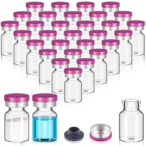 lallisa 30 pack 5ml glass vials clear glass headspace vials with plastic-aluminum flip caps and rubber stoppers flat bottom lab vial sealed sample vials