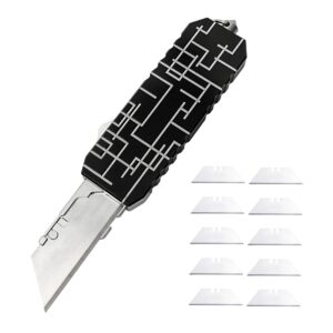 warhero aluminum alloy utility knife with clip multifunctional edc box cutter outdoor pocket knife 10pcs carbon steel blades