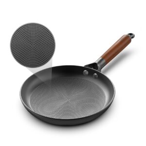 lamfo non stick frying pans, 8" honeycomb long-lasting cast iron skillets, durable lightweight cooking cast iron pan w/detachable handle, oven dishwasher safe, 2024 upgrade nonstick pan