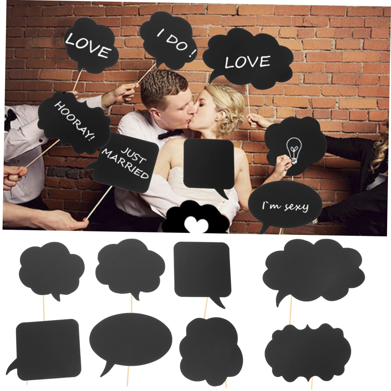 SHOWERORO Photo Booth Props Kit - 20pcs Writable Black Paper Cardboard Signs - Funny Travel Themed Photo Props Chalkboard Messages for DIY Selfies Ideal for Weddings Birthdays Bridal