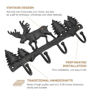 TECANA Heavy Duty Coat Rack Wall Mount - Cast Iron Moose Deer Coat Hooks Wall Mount | Black Decorative Wall Hooks for Entryway