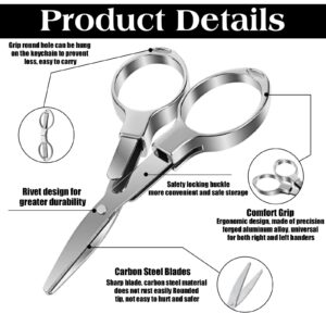 2Pcs Folding Scissors Stainless Steel Mini Scissors 8.3x 2.4cm Safe Portable Small Scissors for Sewing Paper Cutting