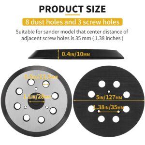 Gnellkoor 2 Pack 5" 8 Hole Hook & Loop Orbital Sander Metal Pads Compatible with Makita Orbital Sander BO5010 BO5030K BO5031K BO5041K Replacement Parts #743081-8/743051-7 (3 Screw Holes Sander Pads)