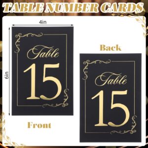 Ubamdom 31 Pack Table Number Holders, 31 PCS Gold & Black Table Number Cards with 31 Table Number Holders, 2 Inch Wedding Table Number Stands, Suitable for Restaurants, Banquets, Parties, Anniversary