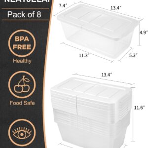 NEATJELAI Plastic Storage Bin with Lids,Stackable Shoe Boxes and See-Through Plastic Shoe Boxes,Non-Toxic,Odor Free,BPA Free,For Closet,Home, Garage, School,and Office,8 Pack Set,White