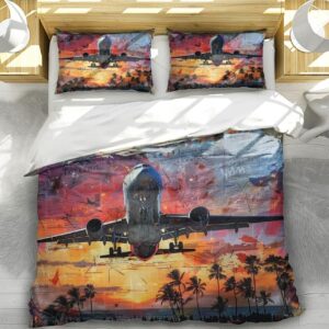 Aircraft Aviation Artistry Duvet Cover Set - Premium Microfiber Bedding with Stunning Airplane Designs | Soft, Cozy Seasons (Twin (68"x90"),03)