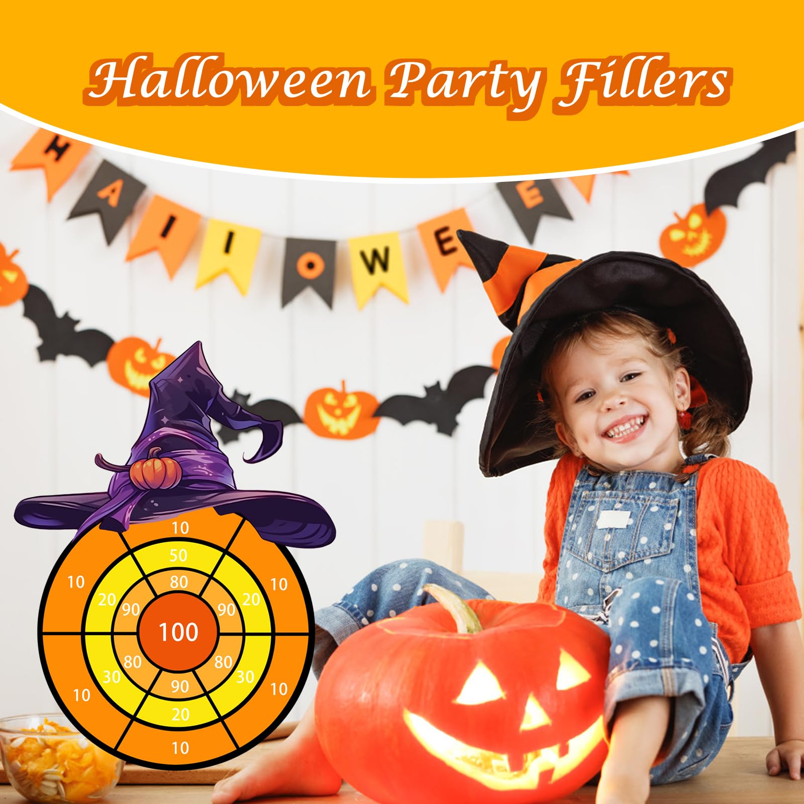 Halloween Party Games Halloween Dart Board for Kids Halloween Dartboard Game Decorations Favors Indoor Outdoor