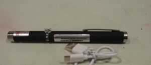 generic geese deterrent laser pointer, lithium-ion battery powered, black usb powered. doesn't hurt the geese-just makes them run or fly away. great for walking as protection.