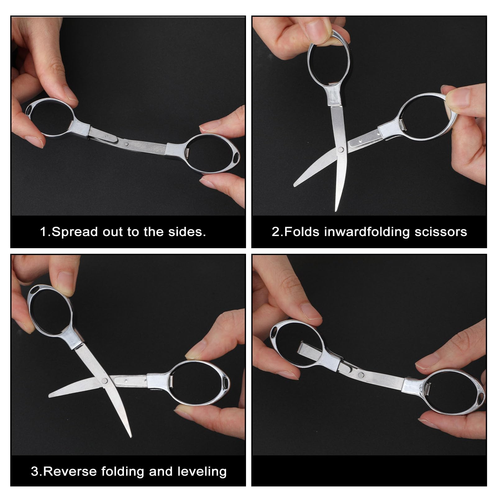 2Pcs Folding Scissors Stainless Steel Mini Scissors 8.3x 2.4cm Safe Portable Small Scissors for Sewing Paper Cutting