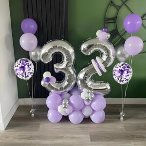 55pcs Metallic Purple Premium Latex Lavender Lilac Balloons 12 inches and Purple Confetti Balloons with Ribbons Set for Birthday Bridal Shower Wedding Party Decorations