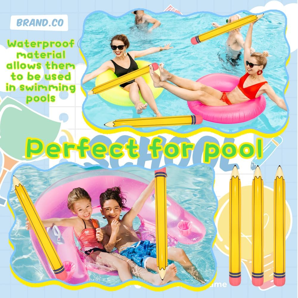 2 Pieces 44 Inch Giant Inflatable Pencils Balloon Back to School Dimensional Pencils Balloon Graduation Party Decoration for Back to School Classroom Garden Room Birthday Party Decorations