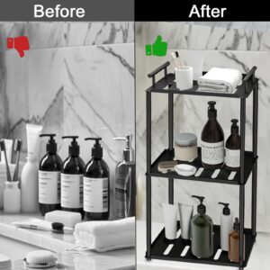 VOTZAAQ Corner Shower Caddy 3 Tier Standing Shower Caddy Corner, Black Shower Rack Bathroom Storage Organizer with Handle, Rustproof Stainless Steel Corner Shelf, Shower Shelf for Inside Shower