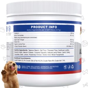 ColEzae Allergy Relief for Dogs, Anti-Itch Chew Treats for Dry Skin, Itchy Paws, Licking, Seasonal Allergies, Omega 3 and Herbal Supplement