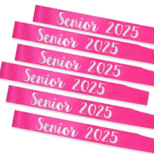 ketaoo 6pcs senior 2025 sash, silver glitter hot pink finally graduated 2025 senior cheerleader sashes for graduation party decorations supplies