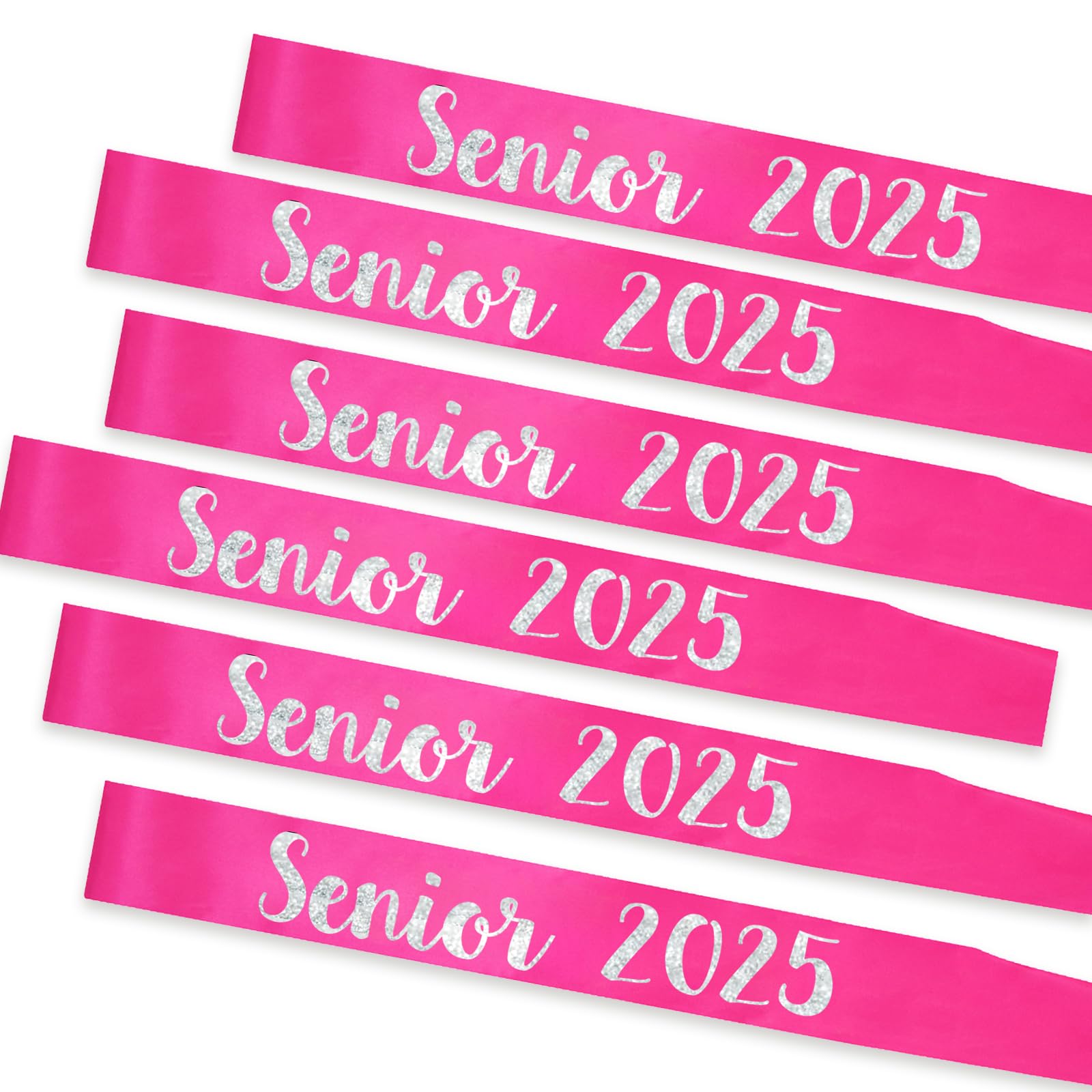 KETAOO 6PCS Senior 2025 Sash, Silver Glitter Hot Pink Finally Graduated 2025 Senior Cheerleader Sashes for Graduation Party Decorations Supplies