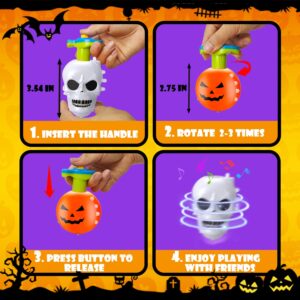 Halloween Treats Non Candy for Kids,4 Pack Halloween Light Up Spinning Tops Toys Gifts for Toddlers,Halloween Party Favors Boo Basket Goodie Bag Stuffer Fillers,Birthday Classroom Prizes for Boys Girl