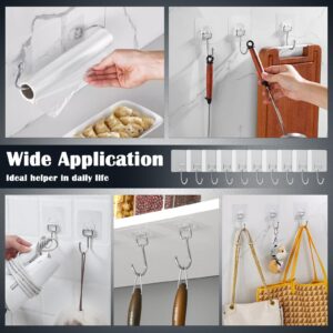 Gadom Adhesive Hooks Wall Hooks for Hanging 37lb Heavy Duty Sticky Hooks Self Adhesive Towel Hook Waterproof Transparent Hooks for Bathroom Kitchen Office Outdoors-10 Pack