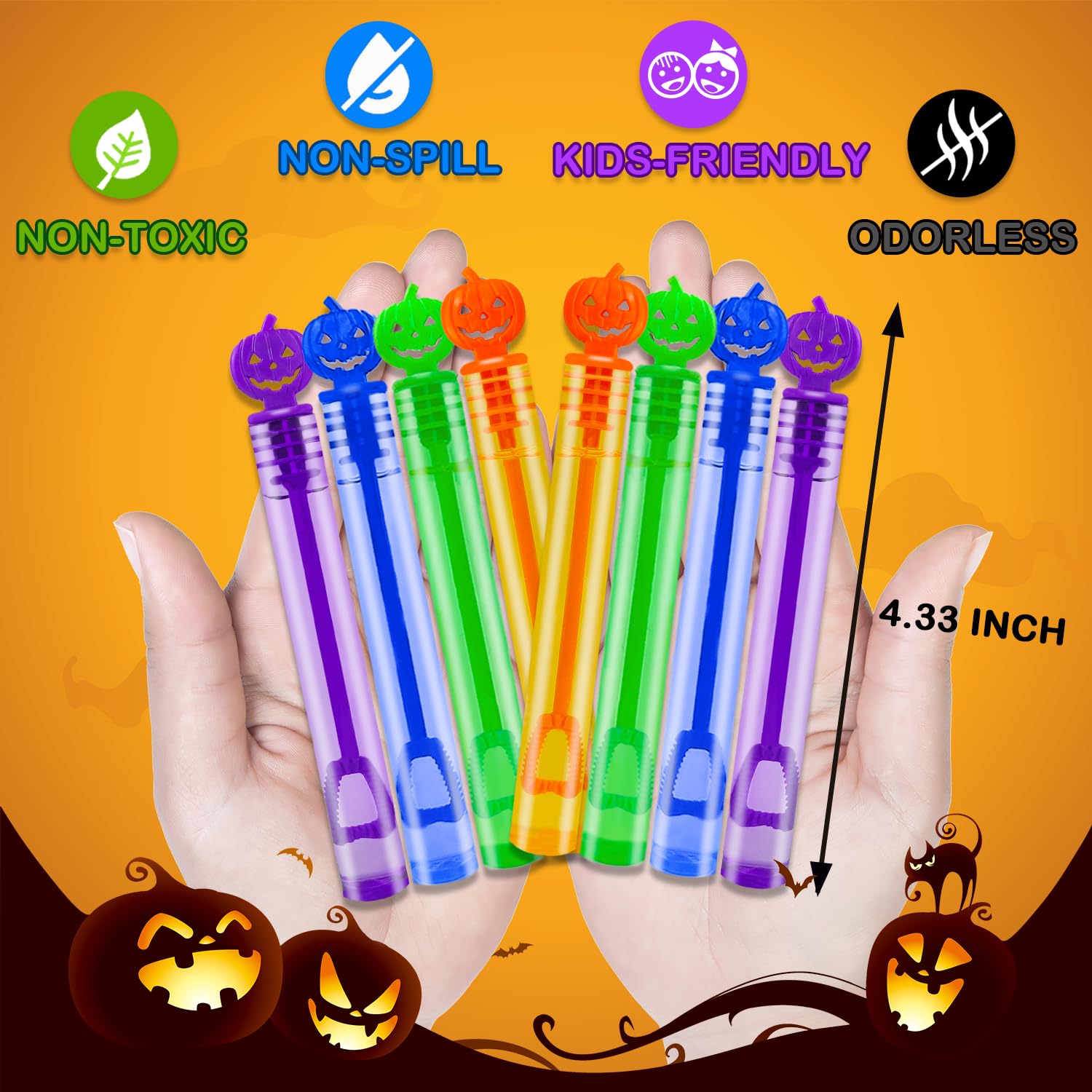 Kannove Halloween Mini Pumpkin Bubble Wands Toys Gifts for Kids 20 Pack,Small Halloween Basket Goodie Bag Stuffer Fillers Party Favors Prizes for Toddlers,Halloween Trick or Treat Toys for Boys Girls