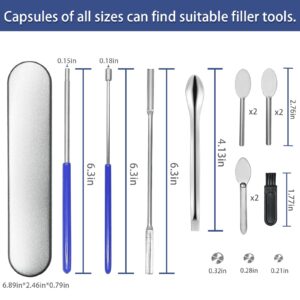 ZIGMEEY 15 Piece Capsule Filling Machine Kit for Pill Filler - All Sizes 000 00 0 1 2 3 4 5, Micro Lab Spoons, Herb Powder Tamper Tool, Spatula Scoop, Versatile for Medication & Supplements