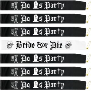 7 pcs bride or die bachelorette party decorations, white bride or die sash and black till death do us party sashes for hen party bridal shower wedding engagement halloween bachelorette supplies