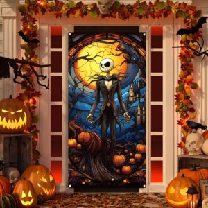 The Nightmare Before Christmas Door Cover Jack Skellington Halloween Front Door Porch Banner Photography Decoration