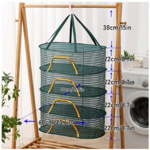 szgwtk Drying Rack 4 Layers Folding Fish Mesh, Suitable for Herbs, Plants, Flowers, Vegetables, Spices, Fish Food, Green Herb Drying Rack Breathable Mesh Drying Rack, Clothes Drying Rack (Green)