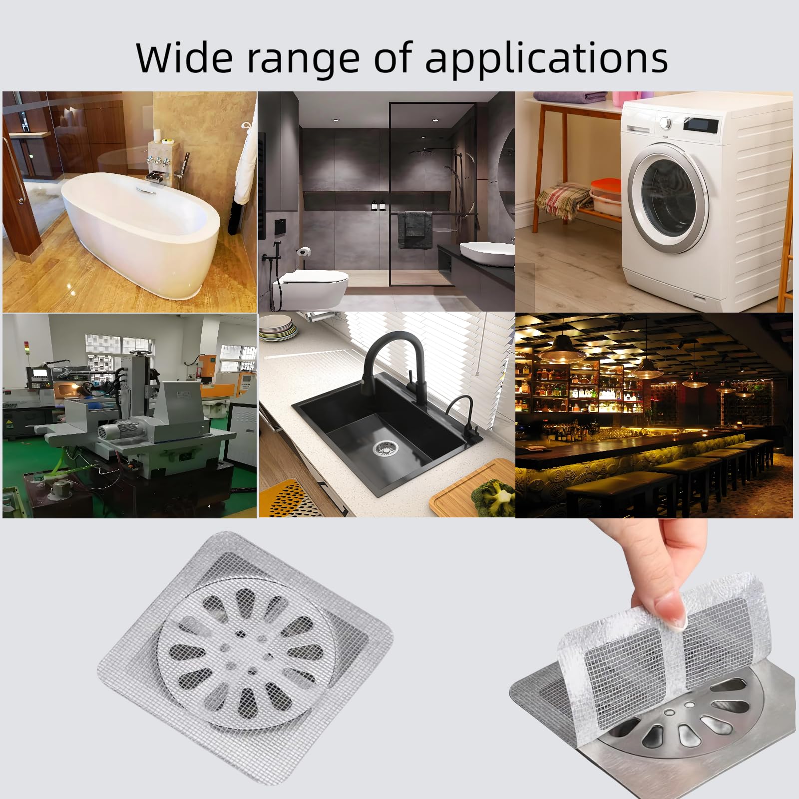 4" X 4"Disposable Floor Drain Sticker Shower Drain Hair Catcher Shower Drain Cover Hair Catcher Mesh Stickers for Bathroom Washbasin Bathtub Kitchen Sink for Human and Pet Hair (30pcs(A))