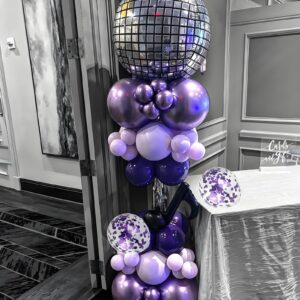 55pcs Metallic Purple Premium Latex Lavender Lilac Balloons 12 inches and Purple Confetti Balloons with Ribbons Set for Birthday Bridal Shower Wedding Party Decorations