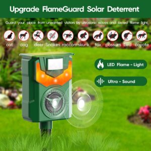 Solar Powered Ultrasonic Animal Repeller, Outdoor Cat Repeller, Flaming Eye Alarm, Animal Repeller with Sensitive Motion Sensor for Yard Repelling Cat,Dog, Bird, Rabbit, Skunk, Squirrel and Deer