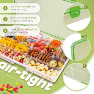 Reel Bites Snackle Box Container for Travel Snack Container - Snackel Box Snack Box Container Snack Tray with Lid Snack Tackle Box for Snacks - Snacklebox Snackle Box Charcuterie Container (Large)