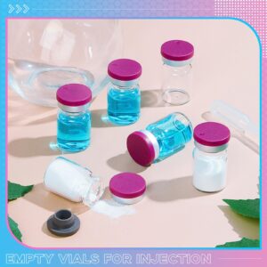 Lallisa 30 Pack 5ml Glass Vials Clear Glass Headspace Vials with Plastic-Aluminum Flip Caps and Rubber Stoppers Flat Bottom Lab Vial Sealed Sample Vials