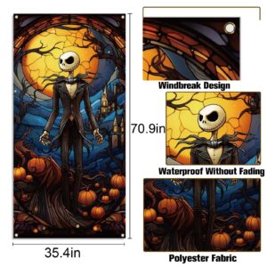 The Nightmare Before Christmas Door Cover Jack Skellington Halloween Front Door Porch Banner Photography Decoration