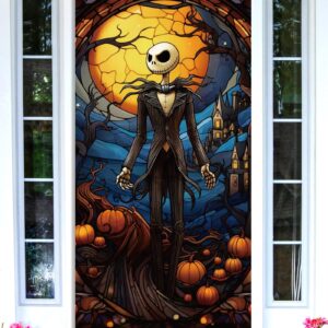 The Nightmare Before Christmas Door Cover Jack Skellington Halloween Front Door Porch Banner Photography Decoration