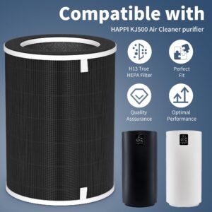 XBWW KJ500 True HEPA Replacement Filter Compatible with Our Happi KJ500 Air Purifi-er, 4-in-1 Filter of H13 True HEPA, Activated Carbon, Fine Mesh Pre-Filter and Net Filter