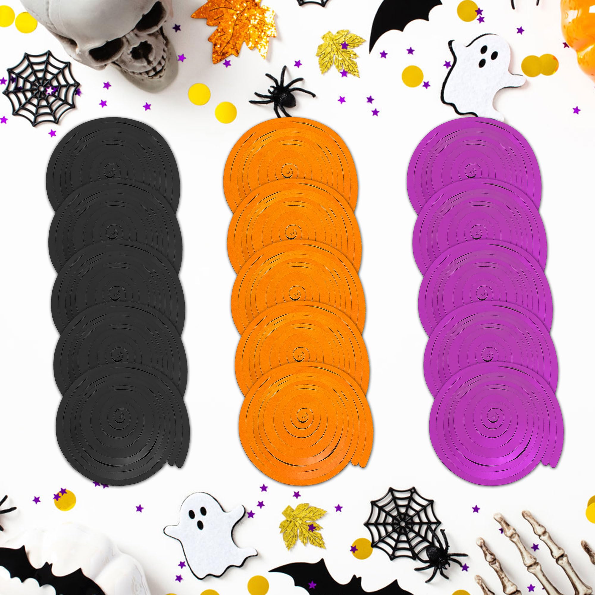 Lucleag 36Pcs Halloween Hanging Swirls Decorations, Black Orange Purple Hanging Foil Swirls for Ceiling Wall Decorations, Shiny Party Swirl Spiral Hanging Decorations for Halloween Party Supplies