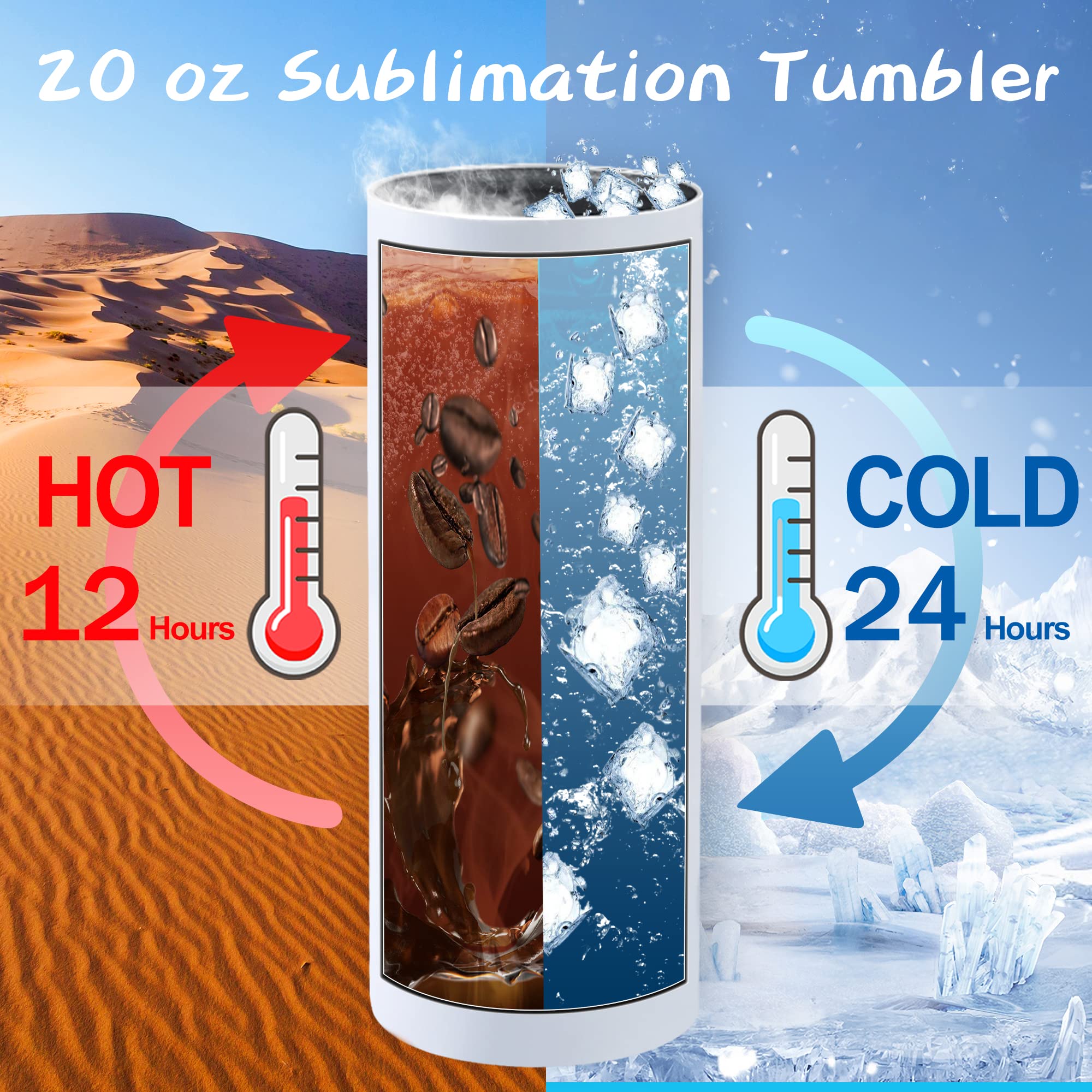 CHLJAR 10 Pack Sublimation Tumblers, 20oz Straight Skinny Stainless Steel Insulated Sublimation Tumbler Blank with Individual Boxed and Bottom Rubbers