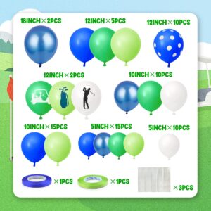 168PCS Golf Balloon Garland Arch Kit Blue and Green Balloon for Golf Theme Party Decorations Boys Girls Birthday Baby Shower Supplies