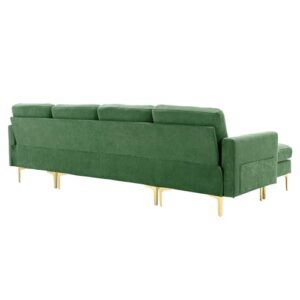 U-Shaped Reversible Modular Sectional Sofa Couch with Movable Ottoman and Chaise Sets, 5 Seater Velvet Upholstered Convertible Sofa Leisure Lounge w/ Nailhead Trim for Living Room Apartment Office